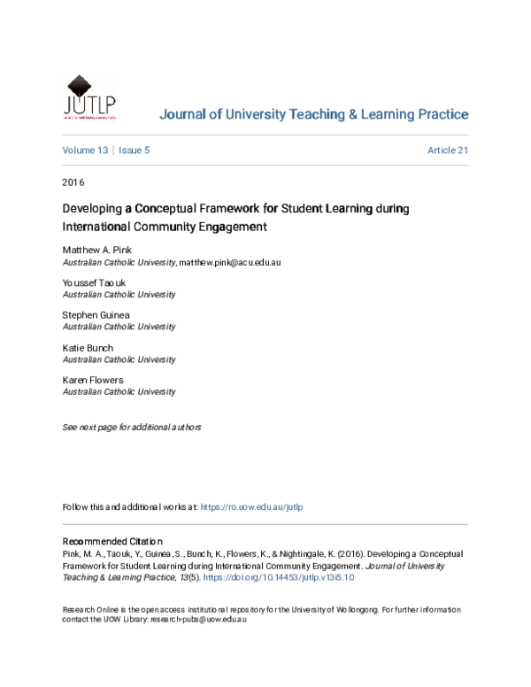 (PDF) Developing a Conceptual Framework for Student Learning during ...