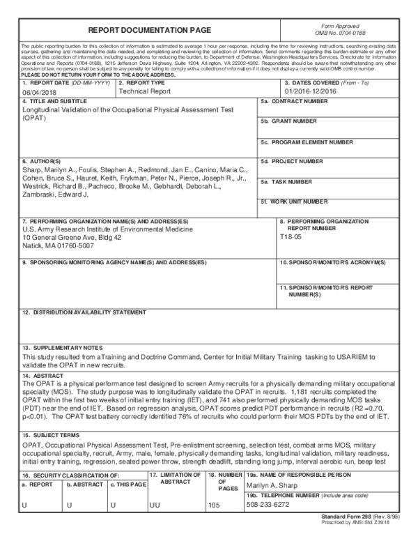 (PDF) Longitudinal Validation of the Occupational Physical Assessment ...