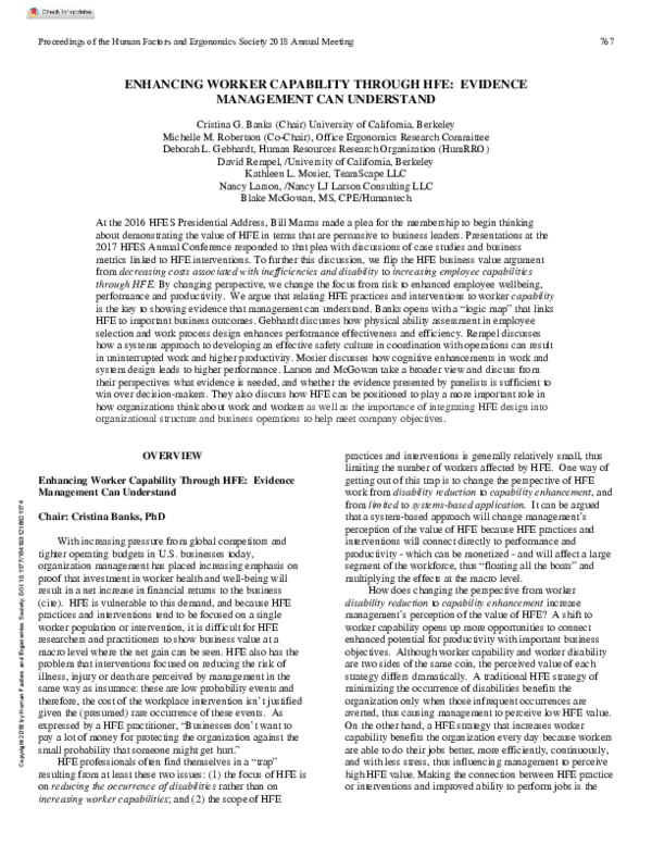 (PDF) Enhancing Worker Capability Through HFE: Evidence Management Can ...