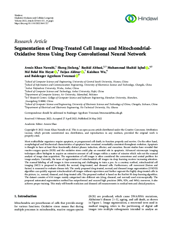 (PDF) Segmentation of Drug-Treated Cell Image and Mitochondrial-Oxidative Stress Using Deep ...