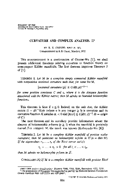 (PDF) Curvature and complex analysis. II