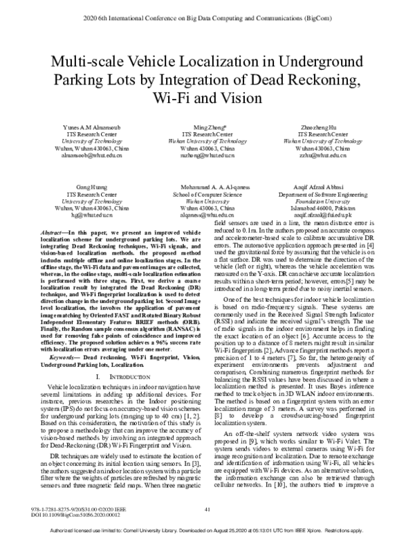(PDF) Multi-scale Vehicle Localization in Underground Parking Lots by Integration of Dead ...