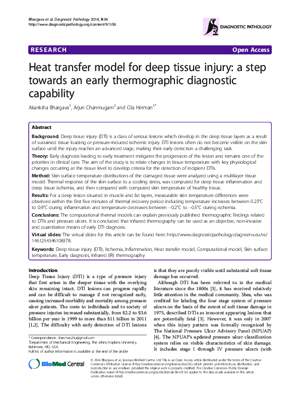 (PDF) Heat transfer model for deep tissue injury: a step towards an ...