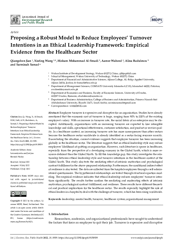 (PDF) Proposing a Robust Model to Reduce Employees’ Turnover Intentions ...