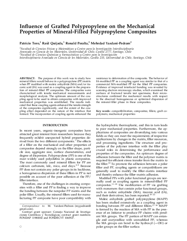 (PDF) Influence of grafted polypropylene on the mechanical properties ...