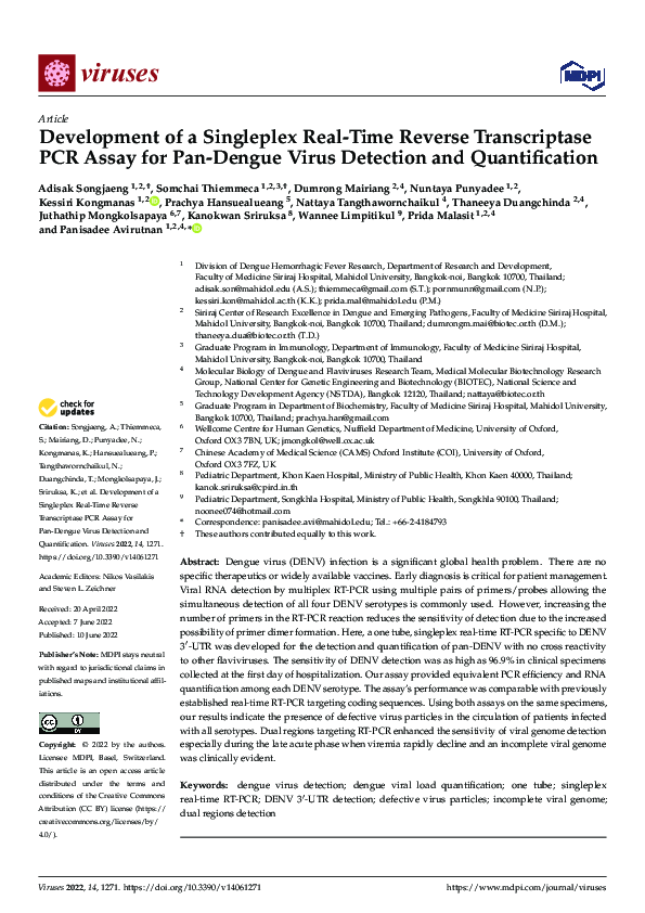 (PDF) Development of a Singleplex Real-Time Reverse Transcriptase PCR ...