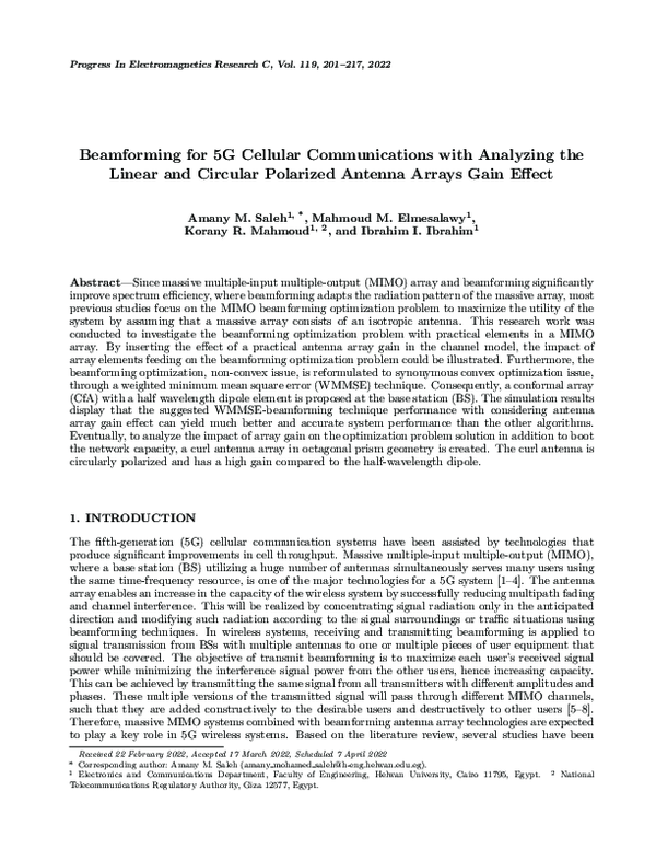 (PDF) Beamforming for 5G Cellular Communications with Analyzing the Linear and Circular ...