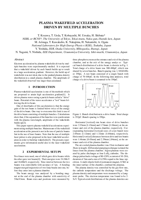 (PDF) Plasma Wakefield Acceleration Driven by Multiple Bunches
