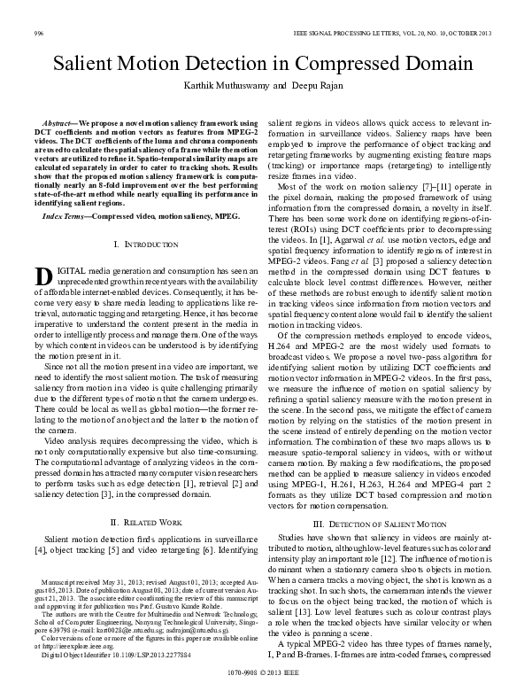 (PDF) Salient Motion Detection in Compressed Domain | Karthik Muthuswamy - Academia.edu
