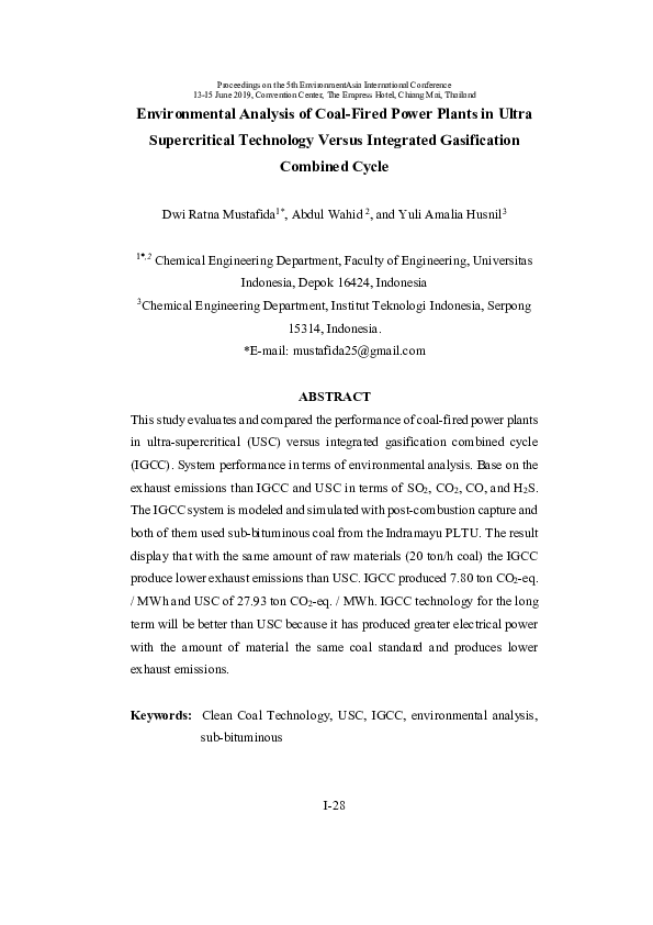 (PDF) Environmental Analysis of Coal-Fired Power Plants in Ultra Supercritical Technology Versus ...