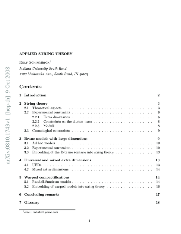 (PDF) Applied String Theory