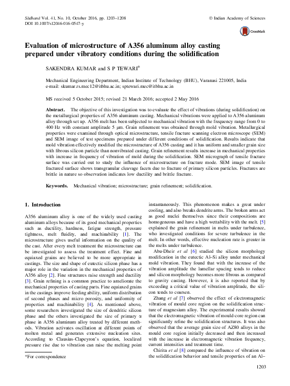 (PDF) Evaluation of microstructure of A356 aluminum alloy casting ...