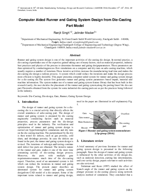 (PDF) Computer Aided Runner and Gating System Design from Die-Casting ...