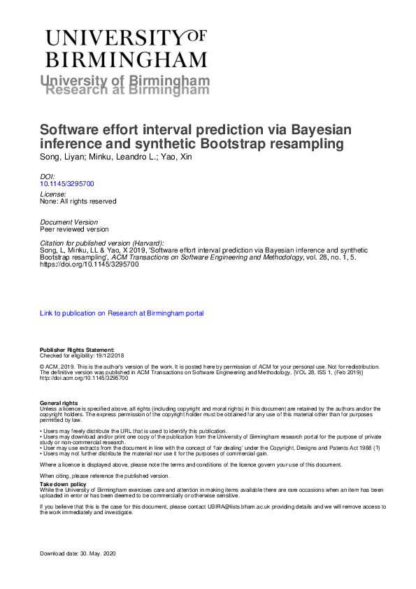 (PDF) Software Effort Interval Prediction via Bayesian Inference and Synthetic Bootstrap Resampling