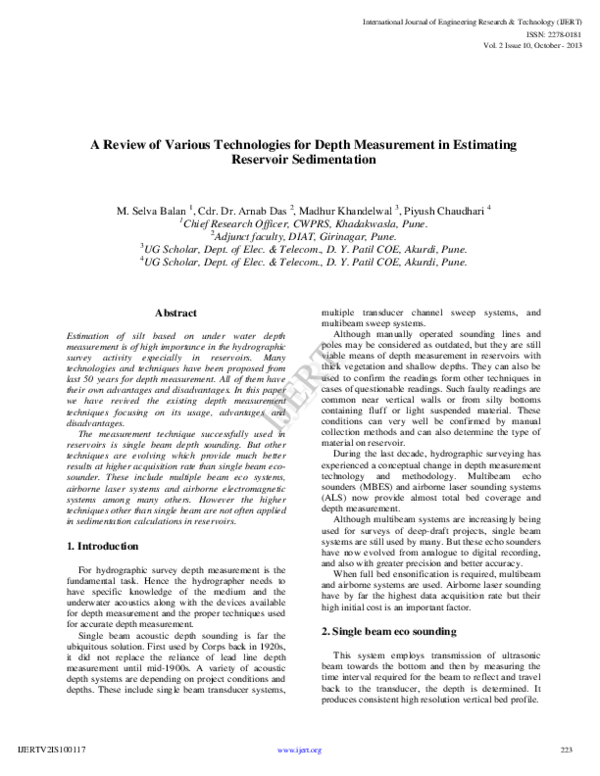 (PDF) Review of Various Technologies for Depth Measurement in ...