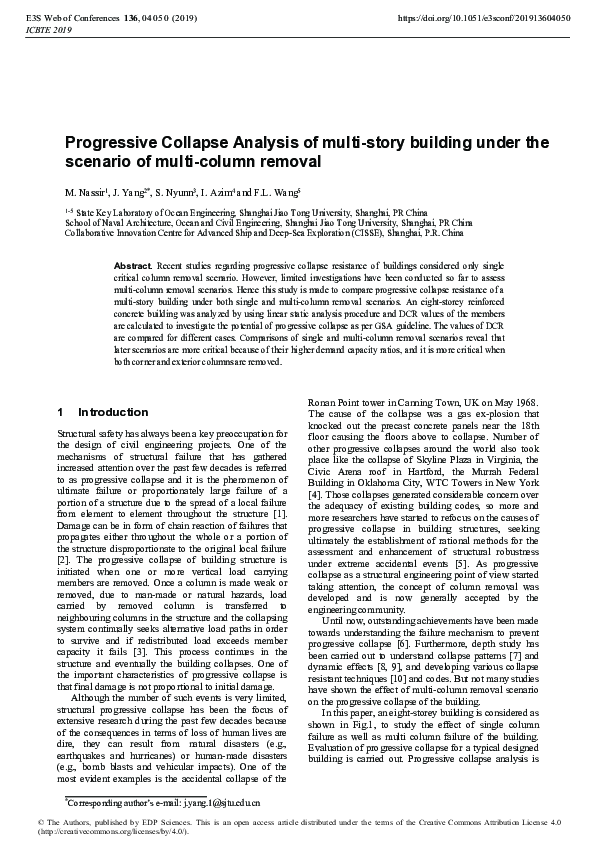 (PDF) Progressive Collapse Analysis of multi-story building under the ...