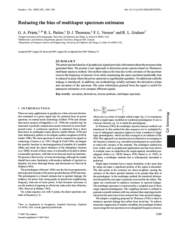 (PDF) Reducing the bias of multitaper spectrum estimates