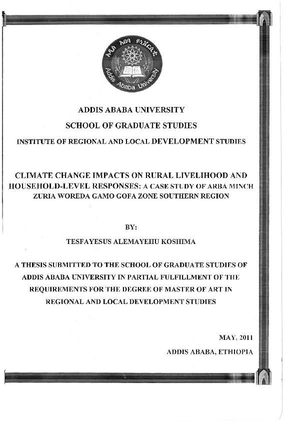 (PDF) Climate Change Impacts on Rural Livelihood And Household-Level ...