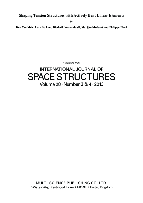 (PDF) Shaping Tension Structures with Actively Bent Linear Elements