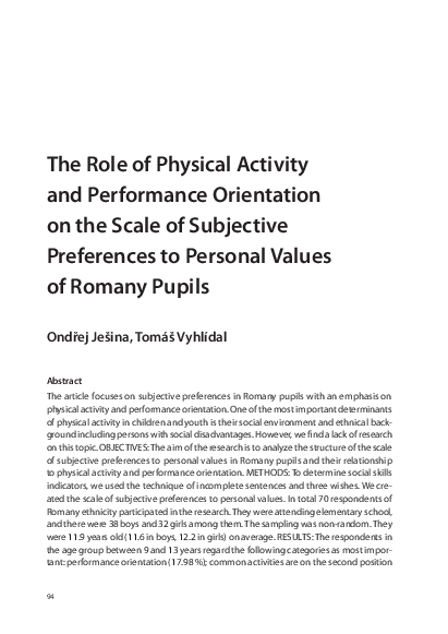(PDF) The Role of Physical Activity and Performance Orientation on the ...