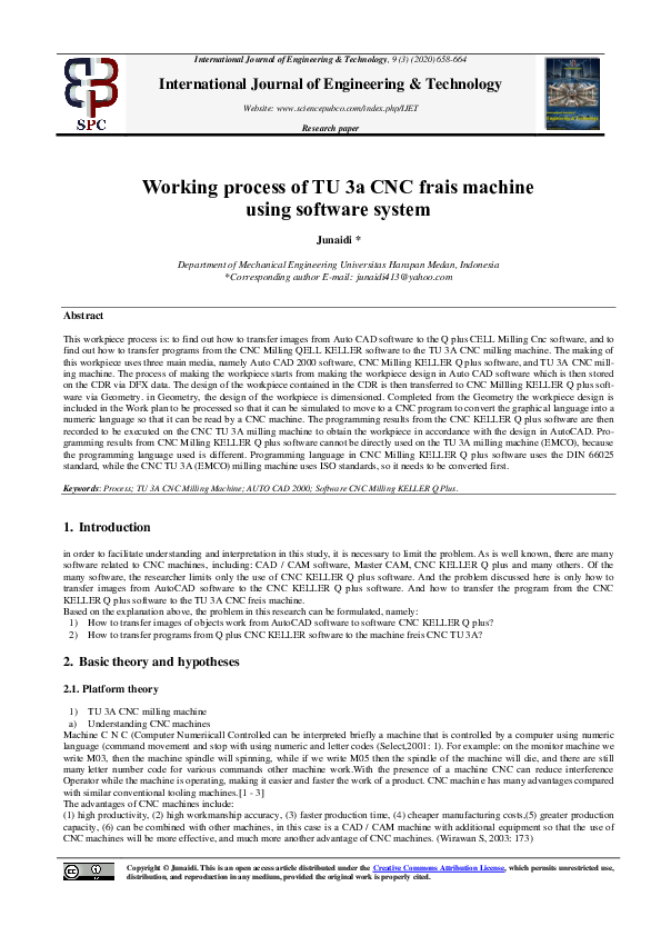 (PDF) Working process of TU 3a CNC frais machine using software system