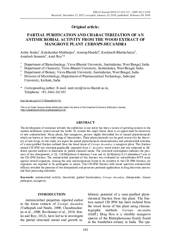Pdf Partial Purification And Characterization Of An Antimicrobial Activity From The Wood