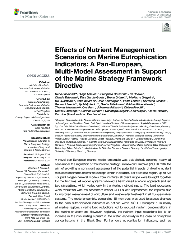 (PDF) Effects of Nutrient Management Scenarios on Marine Eutrophication ...