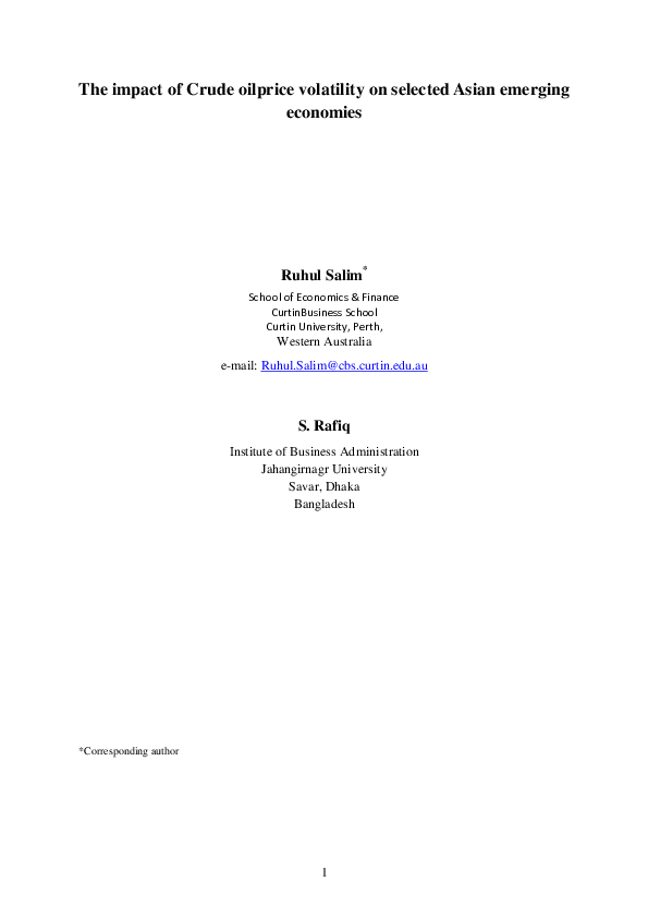 (PDF) The impact of Crude oilprice volatility on selected Asian ...