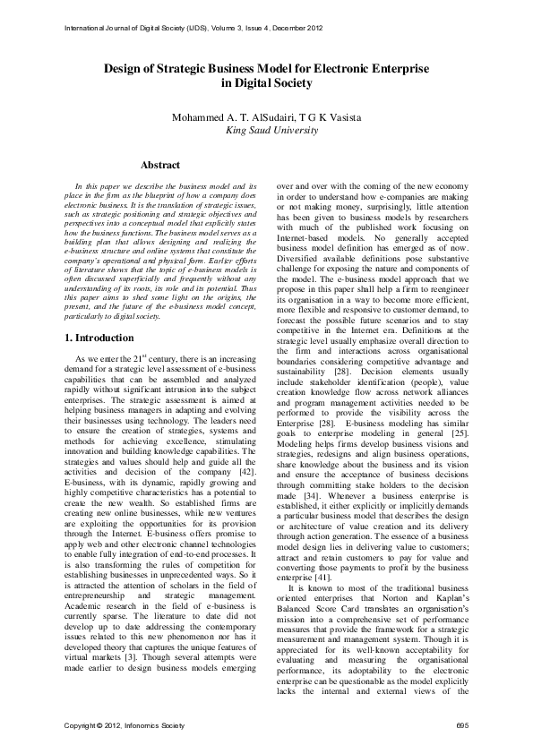 (PDF) Design of Strategic Business Model for Electronic Enterprise in ...