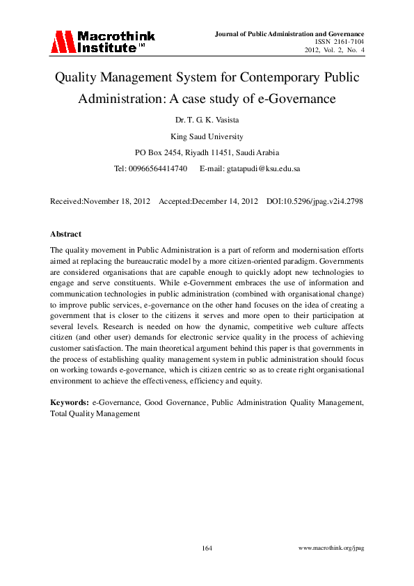(PDF) Quality Management System for Contemporary Public Administration ...