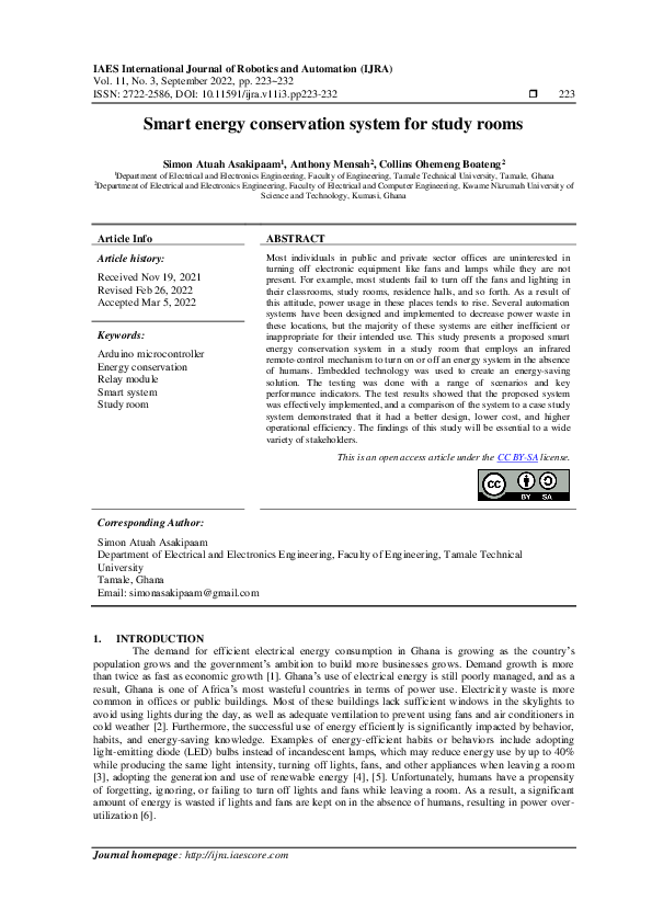 (PDF) Smart energy conservation system for study rooms