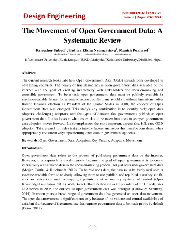 (PDF) The Movement of Open Government Data: A Systematic Review