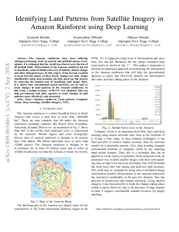 Pdf Identifying Land Patterns From Satellite Imagery In Amazon Rainforest Using Deep Learning