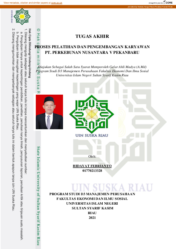(PDF) Proses Pelatihan dan Pengembangan Karyawan PT Perkebunan ...