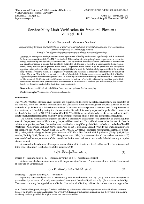 (PDF) Serviceability Limit Verification for Structural Elements of ...