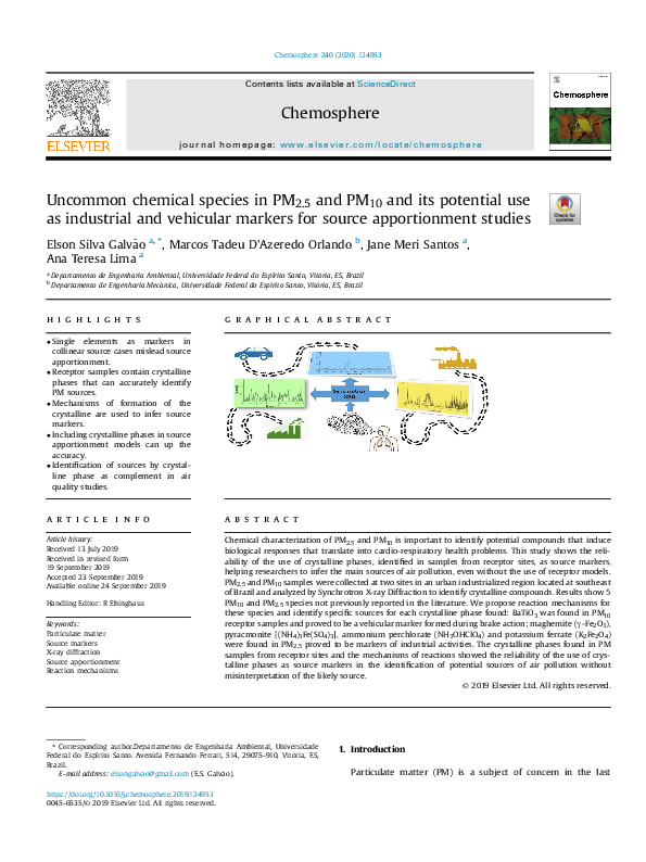 (PDF) Uncommon chemical species in PM2.5 and PM10 and its potential use ...