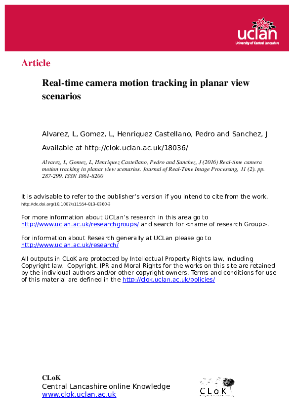 (PDF) Real-time camera motion tracking in planar view scenarios