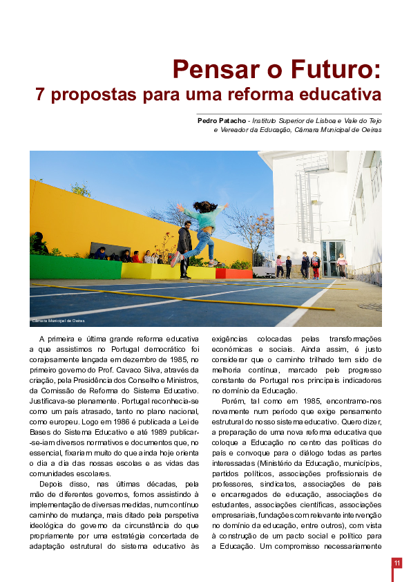 (PDF) Pensar o Futuro. 7 Propostas para uma Reforma Educativa | Pedro ...