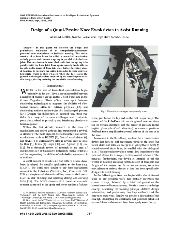 (PDF) Design of a quasi-passive knee exoskeleton to assist running