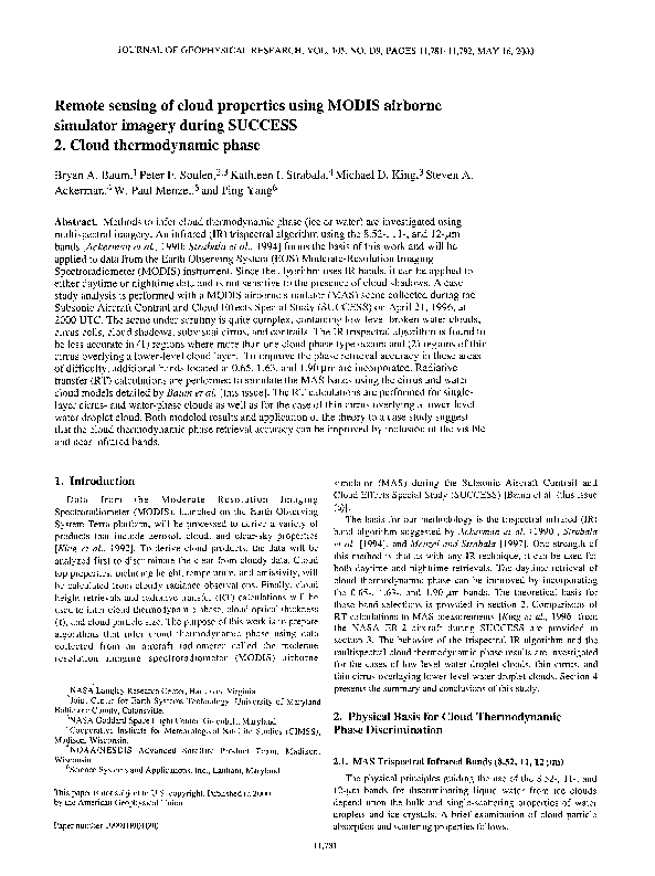 (PDF) Remote sensing of cloud properties using MODIS airborne simulator ...