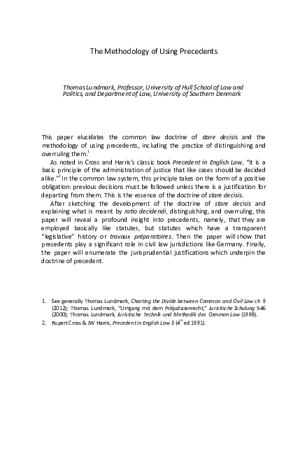 (PDF) The methodology of using precedents