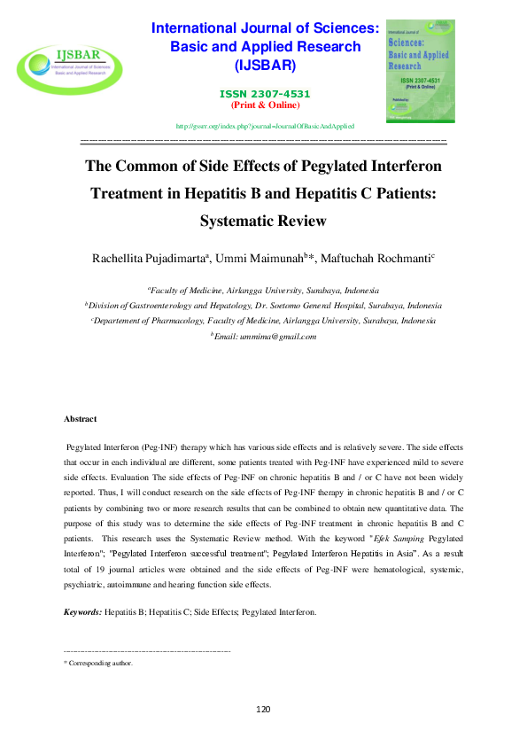(PDF) The Common of Side Effects of Pegylated Interferon Treatment in ...