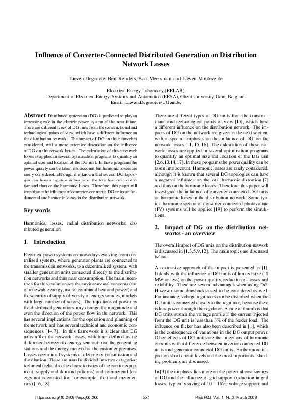 (PDF) Influence of converter - connected distributed generation on ...