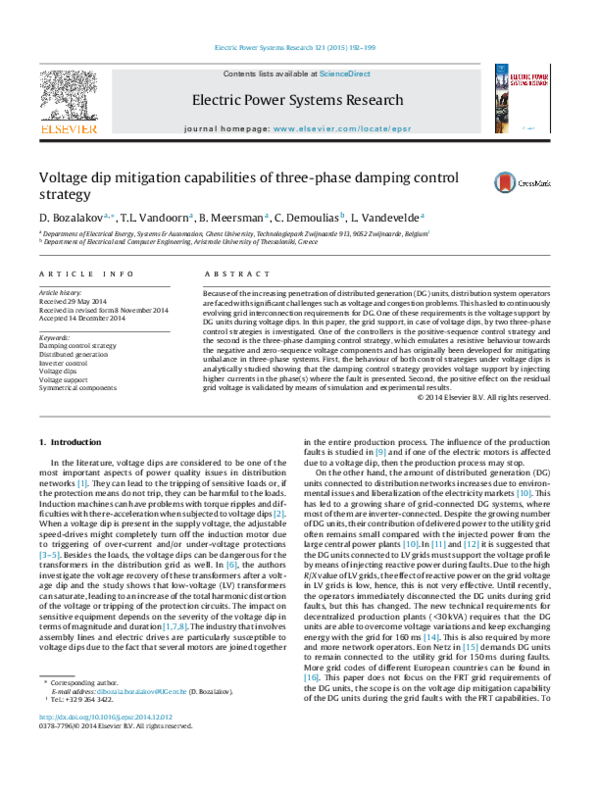 (PDF) Voltage dip mitigation capabilities of three-phase damping control strategy