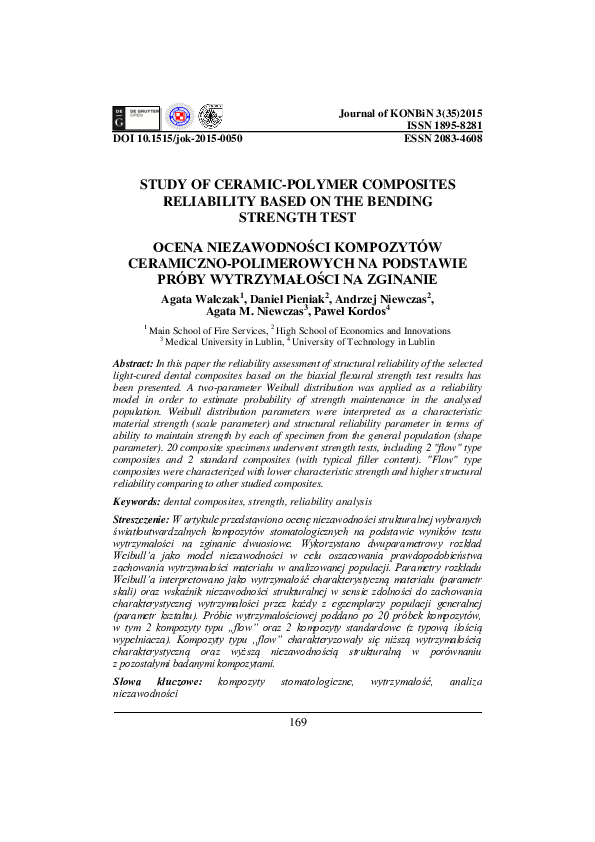 (PDF) Study Of Ceramic-Polymer Composites Reliability Based On The ...