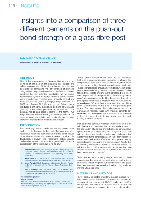 (PDF) Insights into a comparison of three different cements on the push-out bond strength of a ...