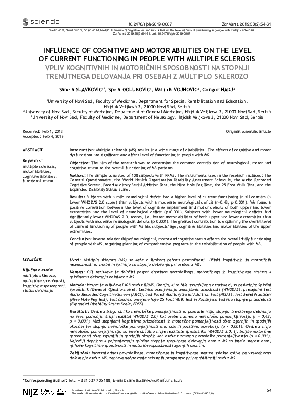 (PDF) Influence of cognitive and motor abilities on the level of ...