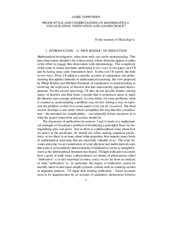 (PDF) Proof Style and Understanding in Mathematics I: Visualization ...