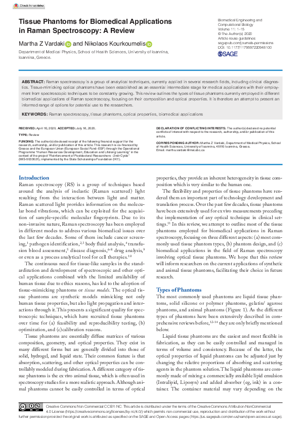 (PDF) Tissue Phantoms for Biomedical Applications in Raman Spectroscopy ...