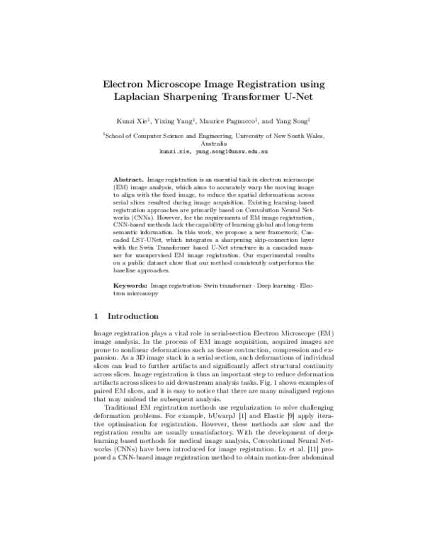Pdf Electron Microscope Image Registration Using Laplacian Sharpening